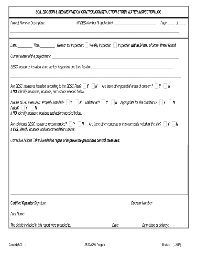 SOIL EROSION & SEDIMENTATION CONTROL/CONSTRUCTION STORM WATER ...
