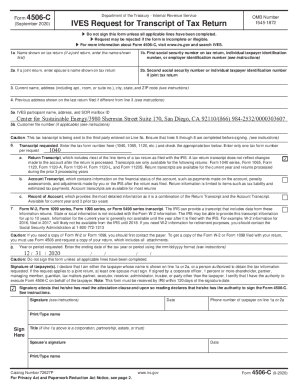 Fillable Online Guidelines Related to the IRS Form 4506-C and Tax ...