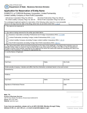Fillable Online Application for Registration - Rhode Island Fax Email ...