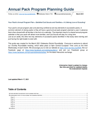 Fillable Online Annual Pack Program Planning Guide Fax Email Print ...