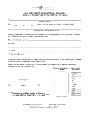Fillable Online 3RD PARTY WAIVER CONSENT FORM CARDSCAN Fax Email Print ...