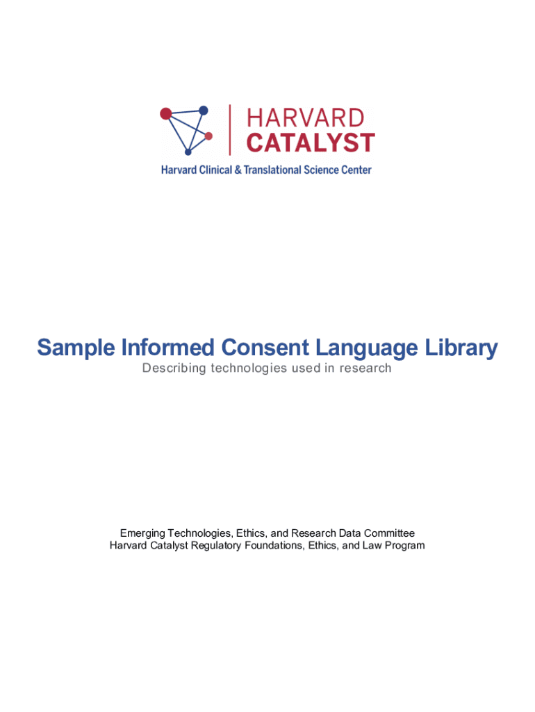 Fillable Online catalyst harvard Sample Informed Consent Language ...