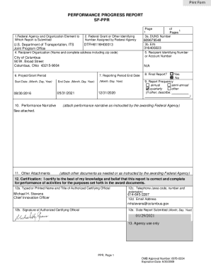 Fillable Online PERFORMANCE PROGRESS REPORT SF-PPR - FWSDRAFT FORMAT ...