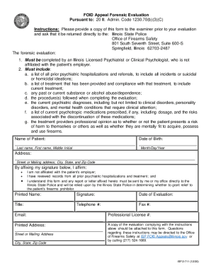Fillable Online FOID Appeal Forensic Evaluation Form Fax Email Print ...
