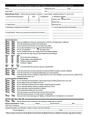 Fillable Online Medicare Subsequent Annual Wellness Visit (A WV ...