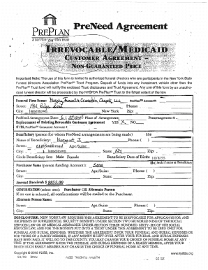 Fillable Online PRE-p-LAN PreNeed Agreentent Fax Email Print - pdfFiller