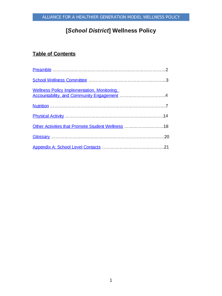 Wellness Policy Implementation, Monitoring, Doc Template ... Doc ...