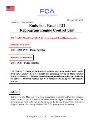 Fillable Online Emissions Recall T21 Fax Email Print - pdfFiller
