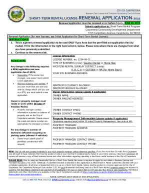 Fillable Online SHORT-TERM RENTAL LICENSE-RENEWAL APPLICATION-2021 Fax ...