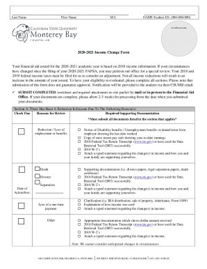 Fillable Online 2020-2021 Income Change Form Fax Email Print - pdfFiller