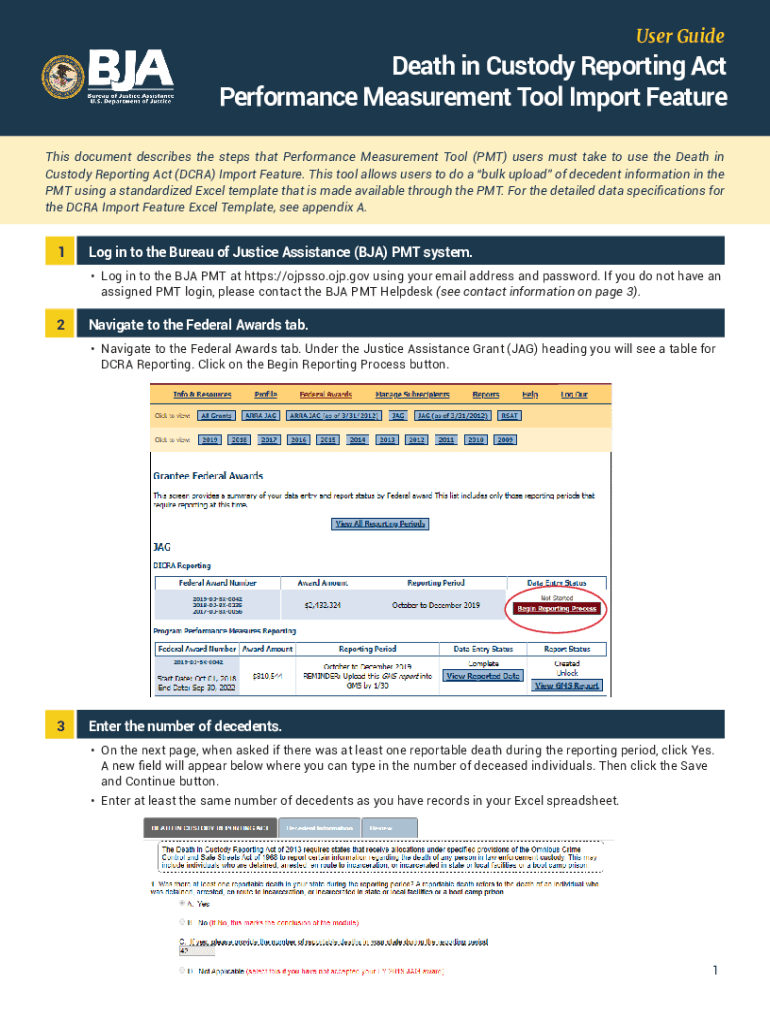 Fillable Online Death in Custody Reporting Act - Performance ...