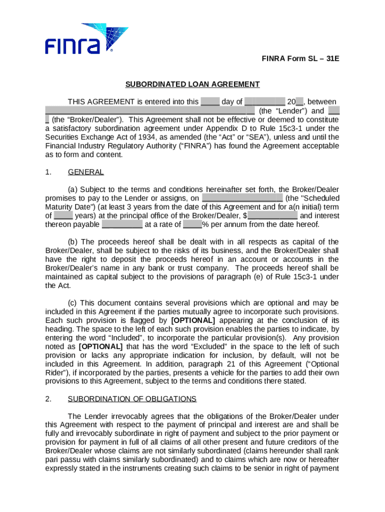 FINRA SL - 31E Doc Template | pdfFiller