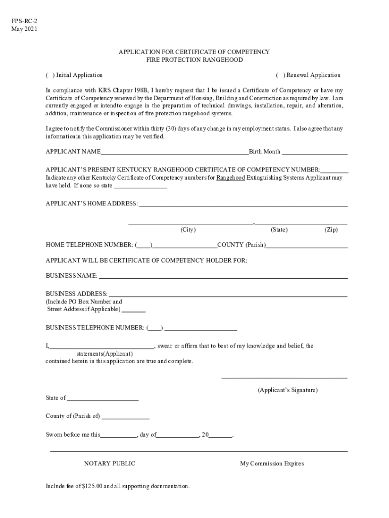 Fillable Online dhbc ky May 2021 APPLICATION FOR CERTIFICATE OF ...