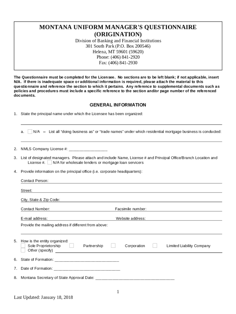 All licensees must complete the Managers Questionnaire attached ...