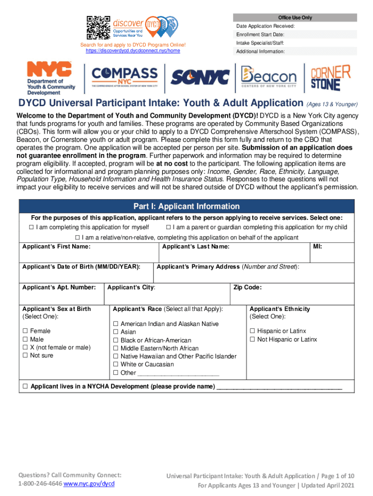 Dycd universal participant intake form: Fill out & sign online | DocHub