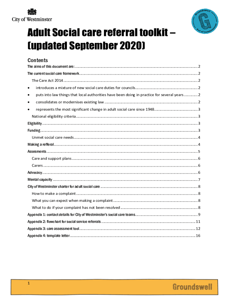 Fillable Online groundswell org Adult Social care referral toolkit Fax ...