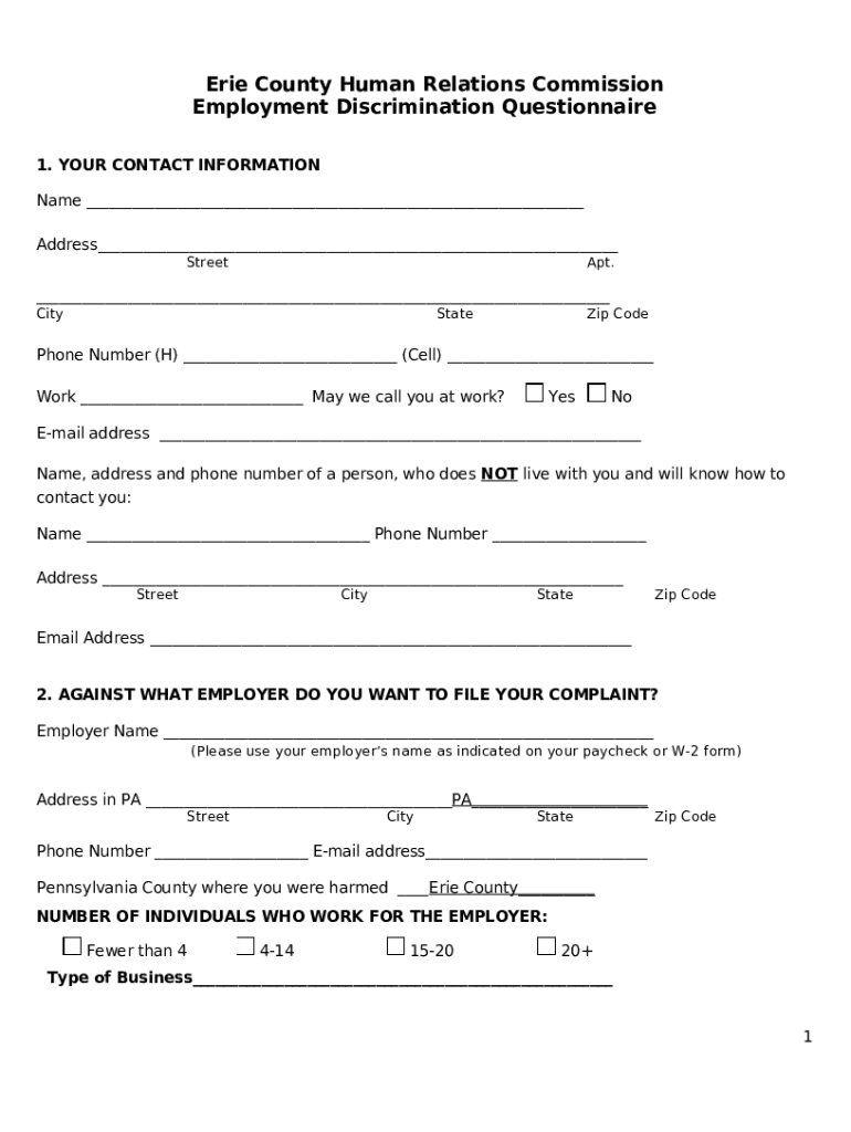 Employment Discrimination Questionnaire 813 Doc Template | pdfFiller