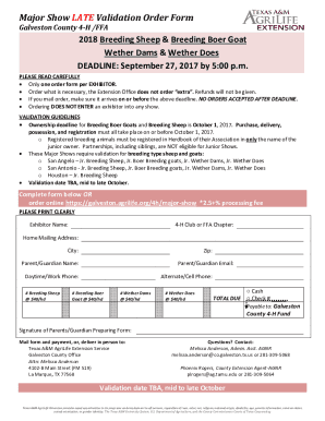 Fillable Online Major Show LATE Validation Order Form Fax Email Print ...