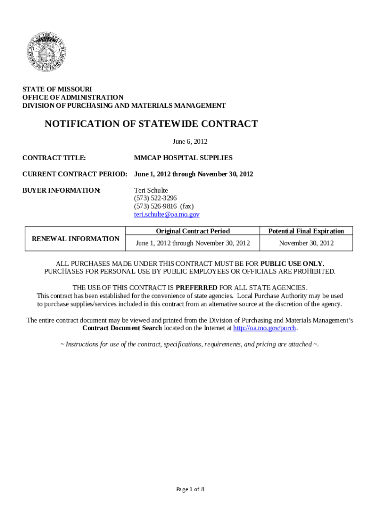 CONTRACT TITLE:MMCAP HOSPITAL SUPPLIES Doc Template | pdfFiller