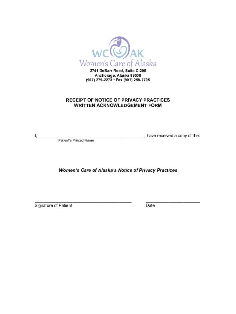 Fillable Online New Patient Packet Obstetrics - Women's Care of Alaska ...