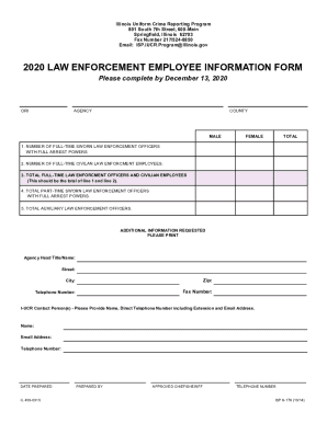 Fillable Online 2020 LAW ENFORCEMENT EMPLOYEE INFORMATION FORM Fax ...