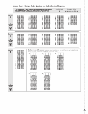 Fillable Online SAT Practice Test Answer Sheet. Students should use ...