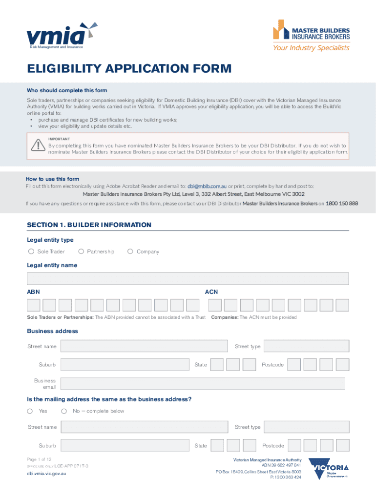 Fillable Online If VMIA approves your eligibility application, you will ...