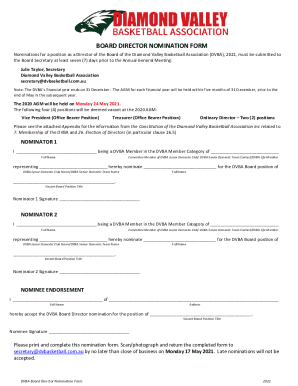 Fillable Online BOARD DIRECTOR NOMINATION FORM Fax Email Print - pdfFiller