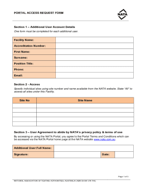 Fillable Online NATA Portal Access Request Form Fax Email Print - pdfFiller