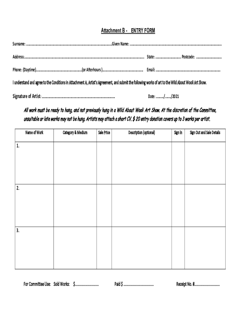 Fillable Online 2021-Attachment B Entry Form Fax Email Print - pdfFiller