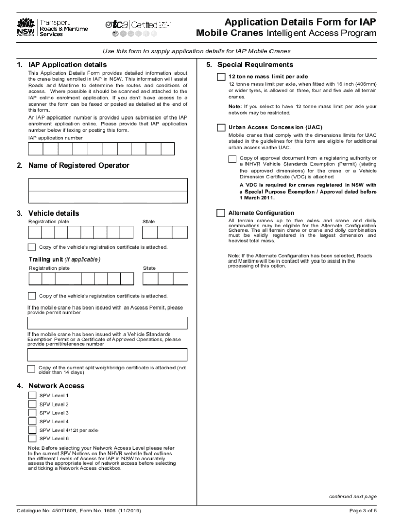 Fillable Online Application Detail Form for IAP Mobile Cranes ...