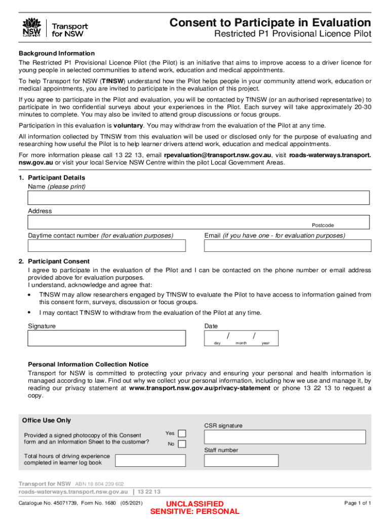 Fillable Online Consent to Participate in Evaluation - Restricted P1 ...