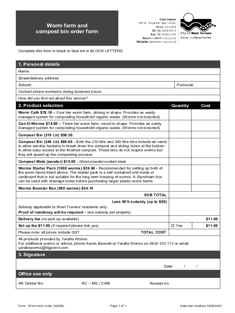 Fillable Online Worm farm and Fax Email Print - pdfFiller
