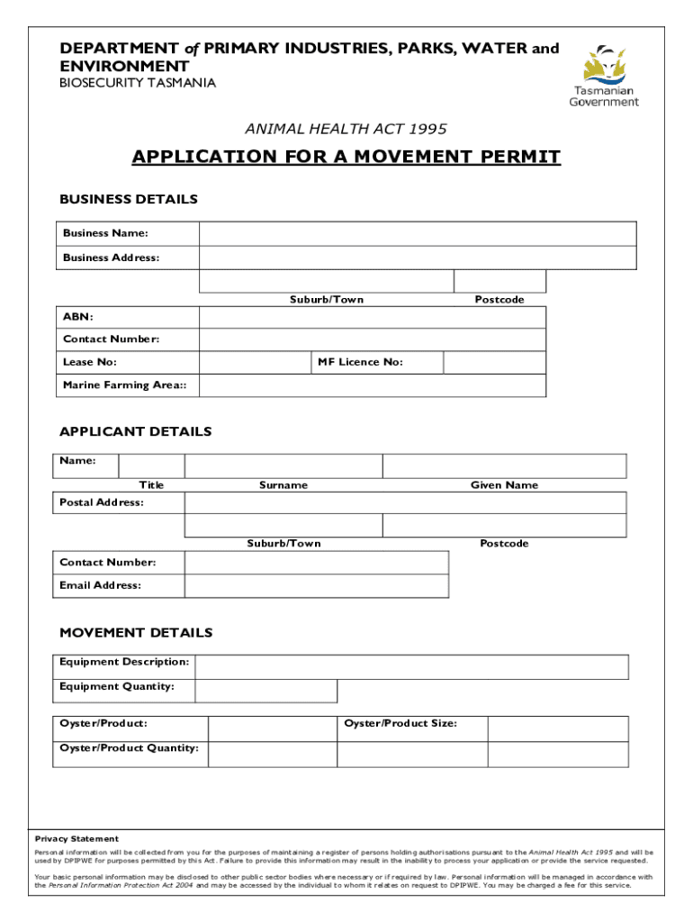 Fillable Online POMS Movement Permit Application Fax Email Print ...