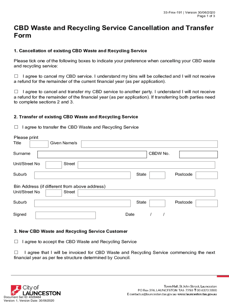 Fillable Online ECM4328484v133-Fmx-191 CBD Waste and Recycling Service ...