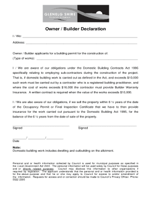 Fillable Online Owner / Builder Declaration Fax Email Print - pdfFiller