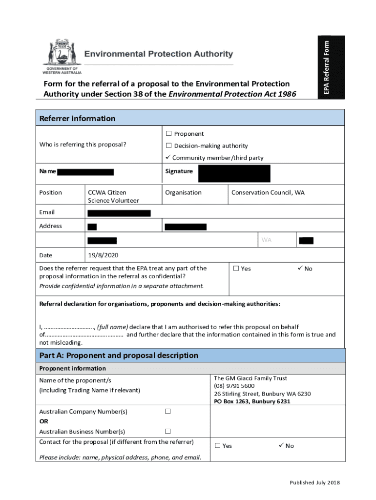 Fillable Online Authority under Section 38 of the Environmental ...