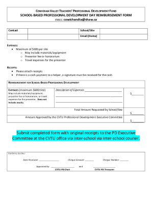 Fillable Online SCHOOL-BASED PROFESSIONAL DEVELOPMENT DAY REIMBURSEMENT ...
