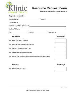 Fillable Online klinic mb Resource Request Form 2021 Fax Email Print ...