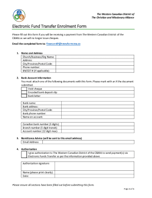 Fillable Online Electronic Fund Transfer Enrolment Form Fax Email Print ...