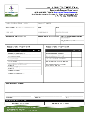 Fillable Online HALL / FACILITY REQUEST FORM Fax Email Print - pdfFiller