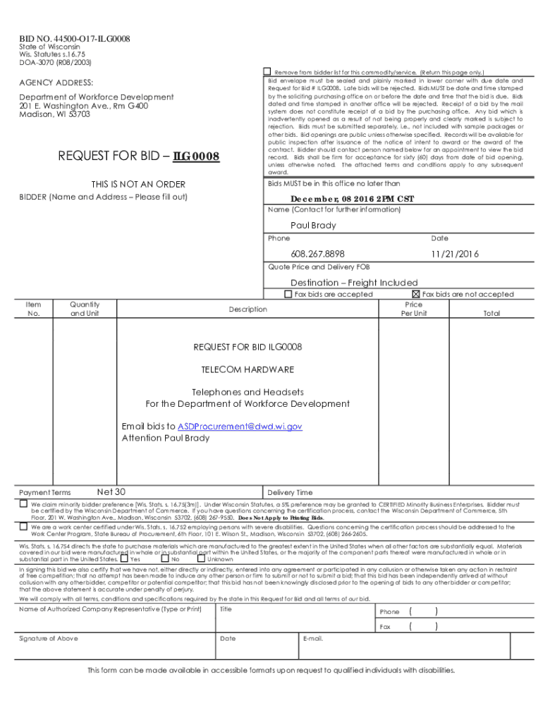 Fillable Online List of Projects Out For Bid - wisbuildnet.doa.state.wi ...