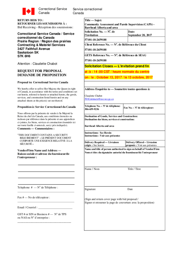 Fillable Online Fillable Online RETURN BID TO/ RETOURNER LES SOUMISSIONS Fax ... Fax Email Print ...