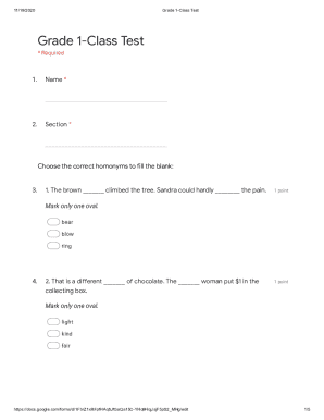 Fillable Online Grade 1-Class Test Fax Email Print - pdfFiller