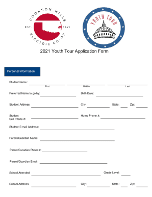 Fillable Online 2021 Youth Tour Application Form Fax Email Print ...
