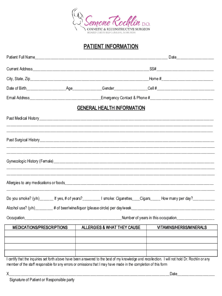 Fillable Online Patient Full Name Date Fax Email Print - pdfFiller