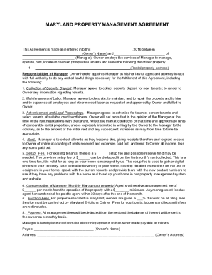 Fillable Online Maryland Property Management Agreement Sample 2 Fax ...