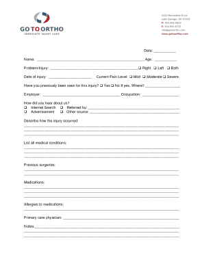 Fillable Online Go To Ortho Check In Form Fax Email Print - pdfFiller