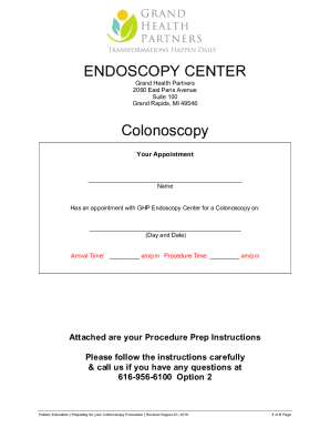 Fillable Online PATIENT EDUCATION - Prep for Colonoscopy FORM - Rev 5 ...