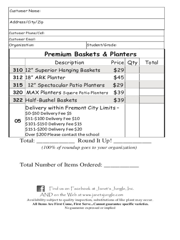 Fillable Online Premium Baskets & Planters Fax Email Print - pdfFiller